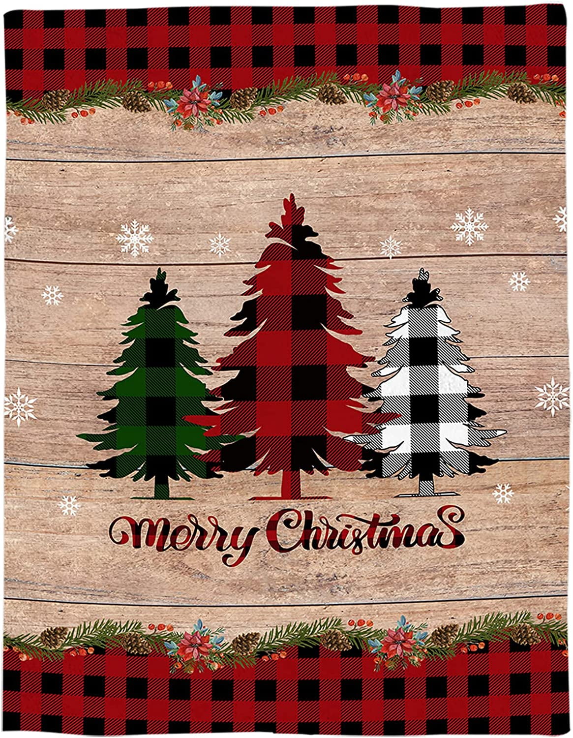 Merry Christmas Throw Blankets, Farmhouse Buffalo Plaid Christmas Tree ...