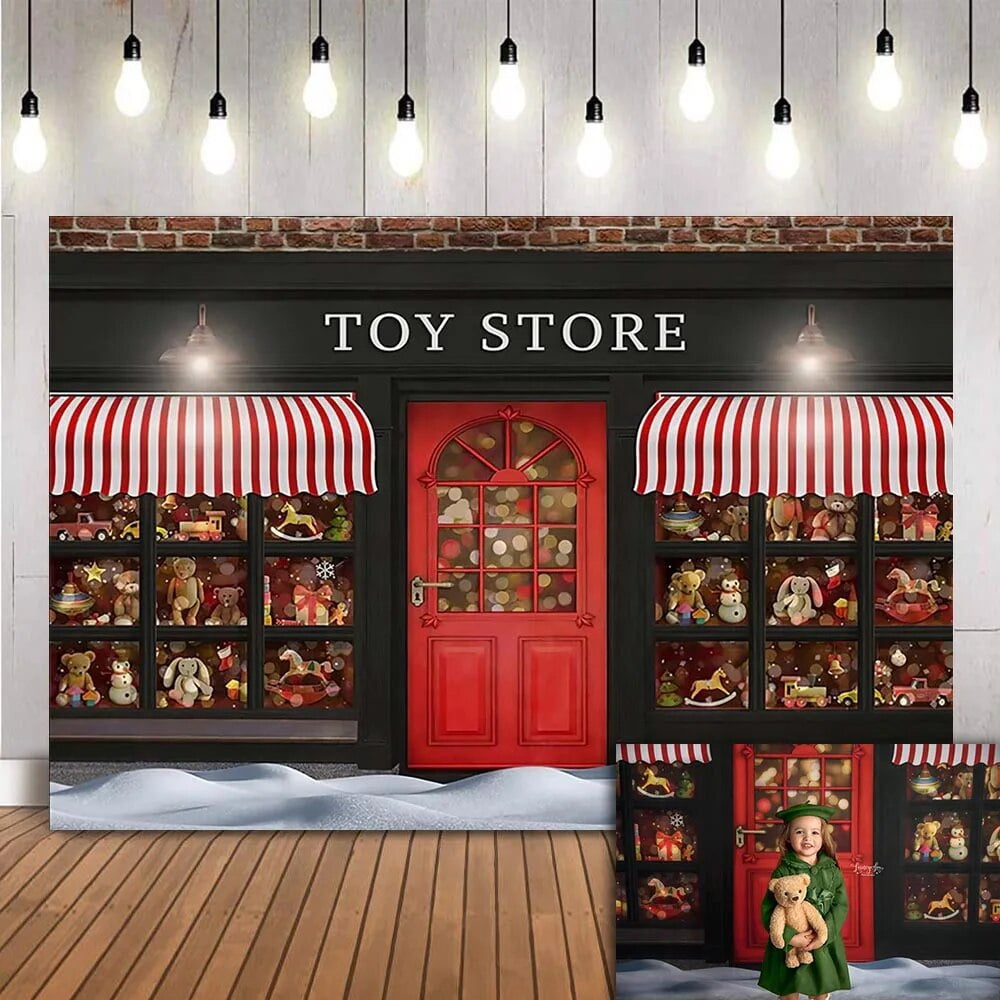 Merry Christmas Toy Store Photo Background Winter Snow Christmas ...