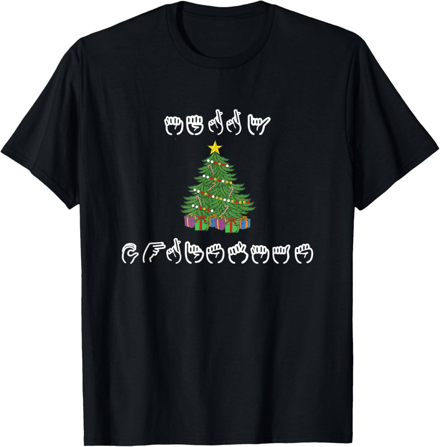 Merry Christmas Tree - ASL American Sign Language T-Shirt - Walmart.com