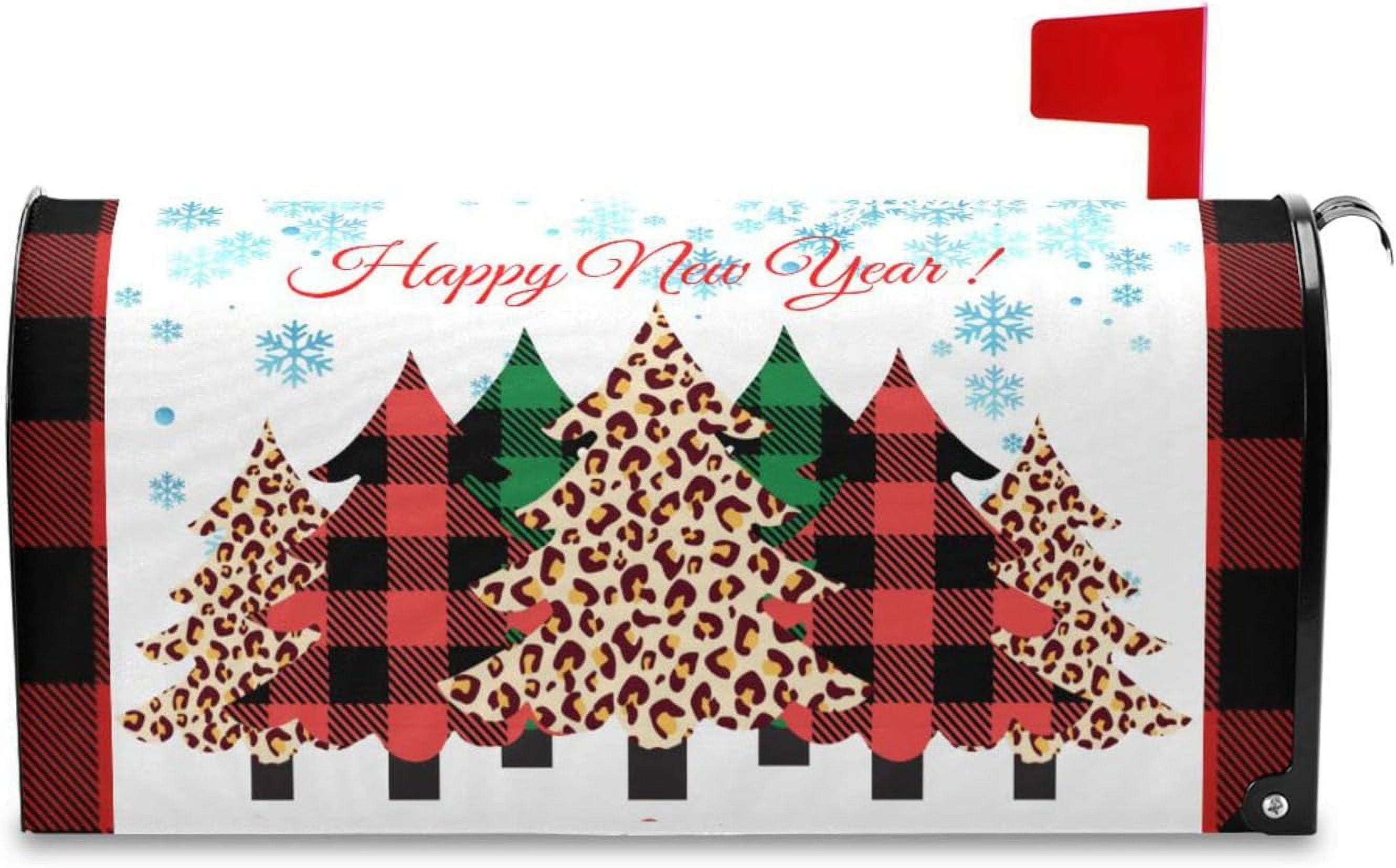 Merry Christmas Tree Magnetic Mailbox Cover Happy New Year Mailbox ...