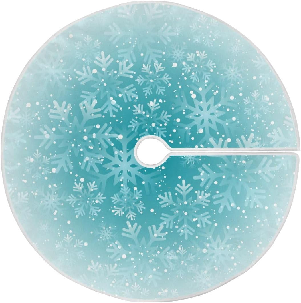 Merry Christmas Tree Skirt, Aqua Blue Snowflake Christmas Small Xmas ...