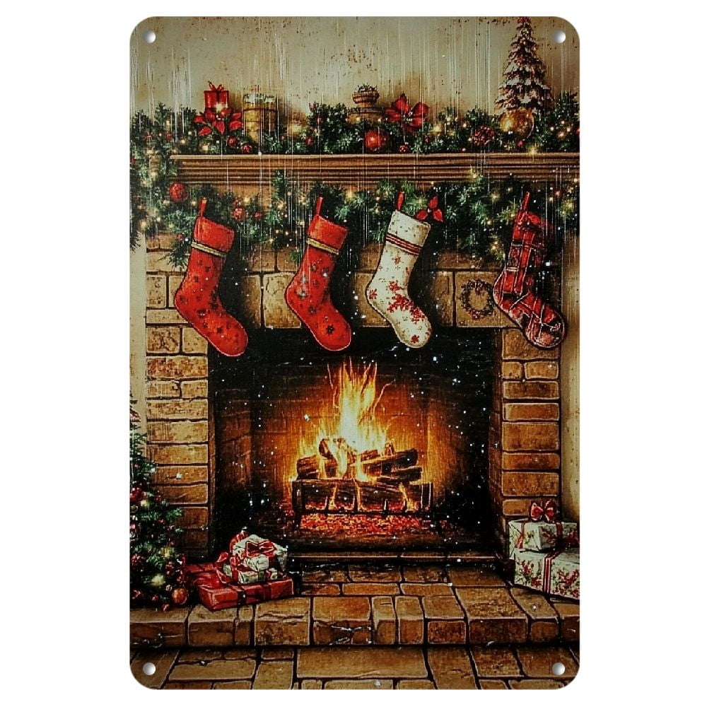 Merry Christmas Vintage Metal Tin Sign - 8x12" Durable Wrought Iron ...