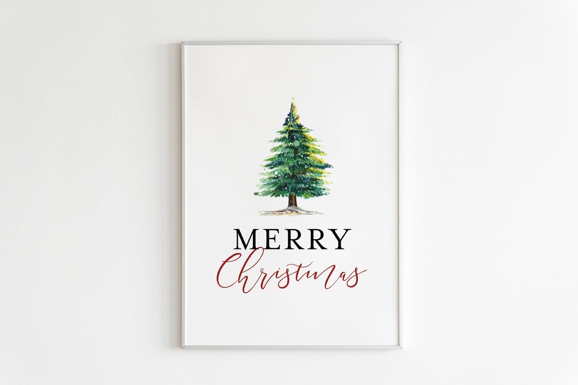 Merry Christmas Wall Art, Christmas Tree Print,Christmas Wall Art ...