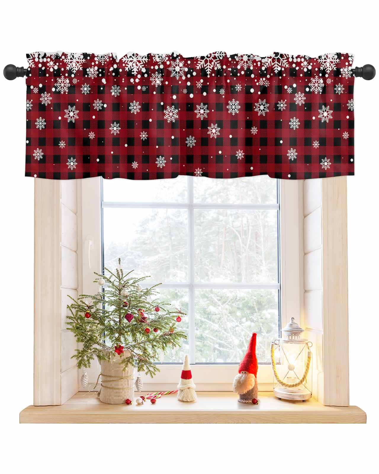 Merry Christmas Winter Snowflake Window Valances for Kitchen,Rod Pocket ...