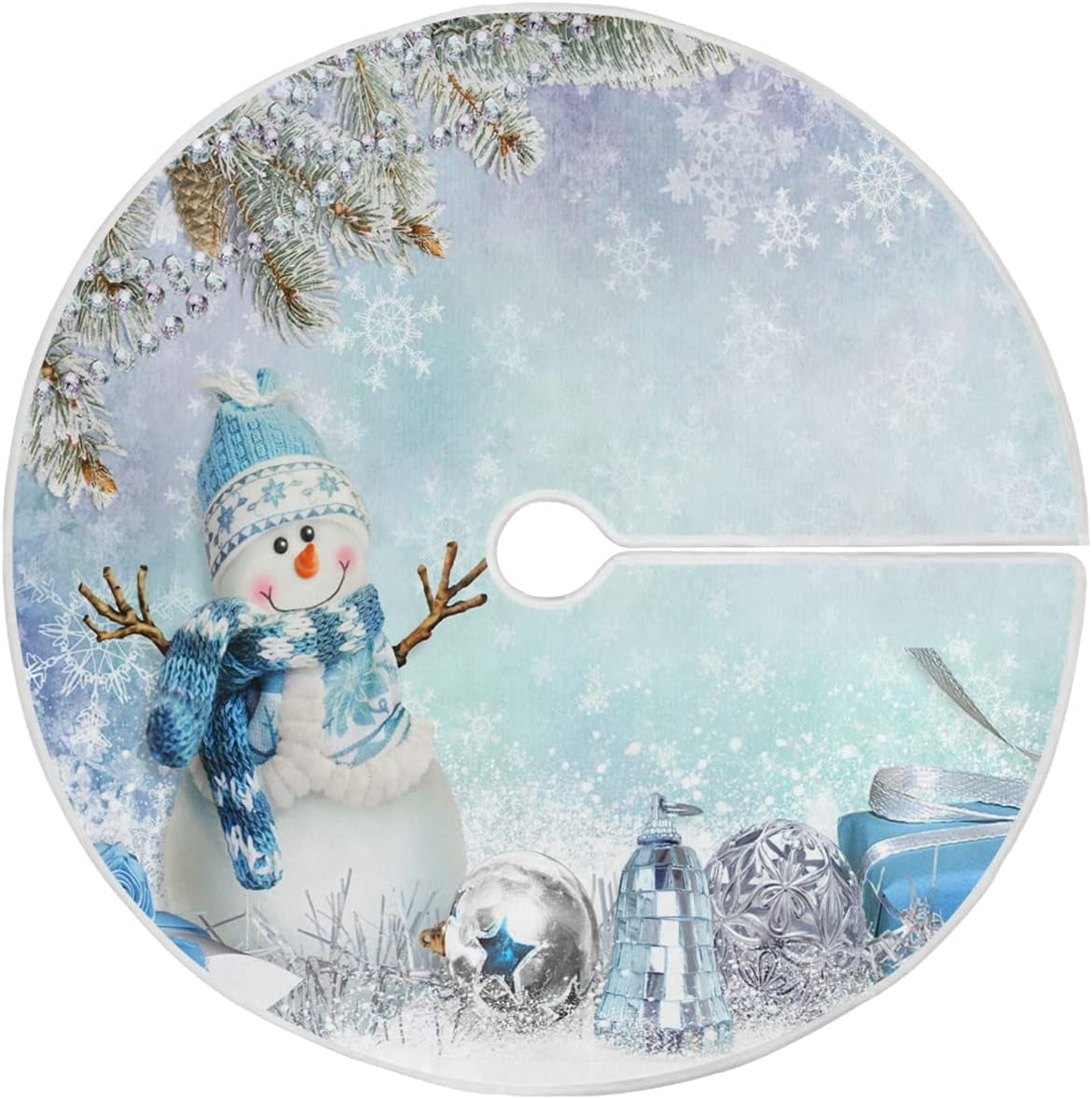 Merry Christmas Winter Snowman Christmas Tree Skirt Decorations White ...