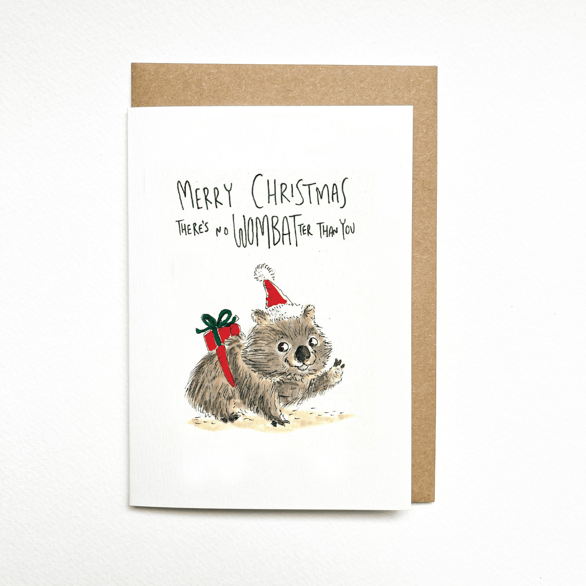 Merry Christmas Wombat Card – "There's No Wombatter Than You" – Cute ...