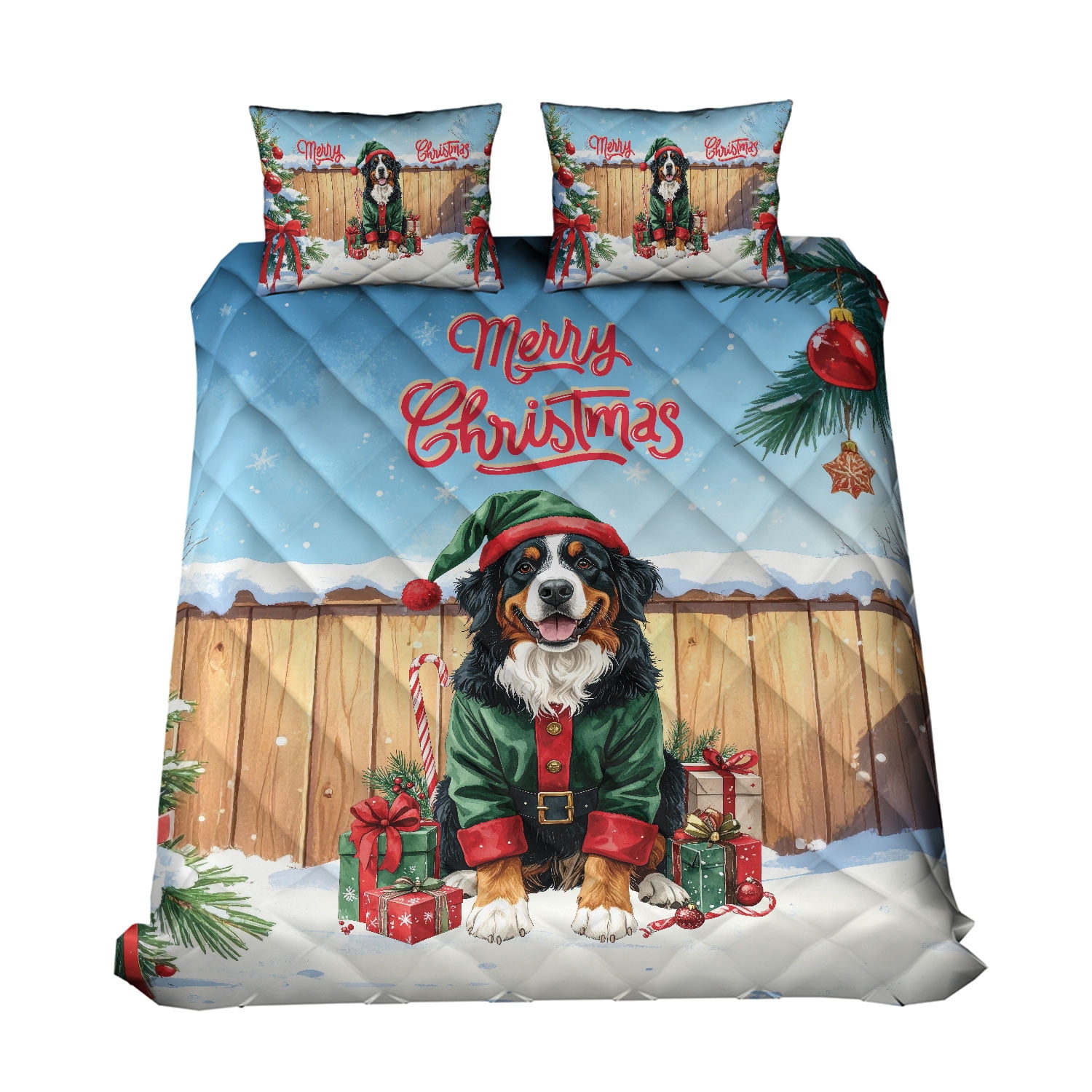 Merry Christmas Woofmas Xmas Noel Bernese Mountain Dog Elf Candy Cane ...