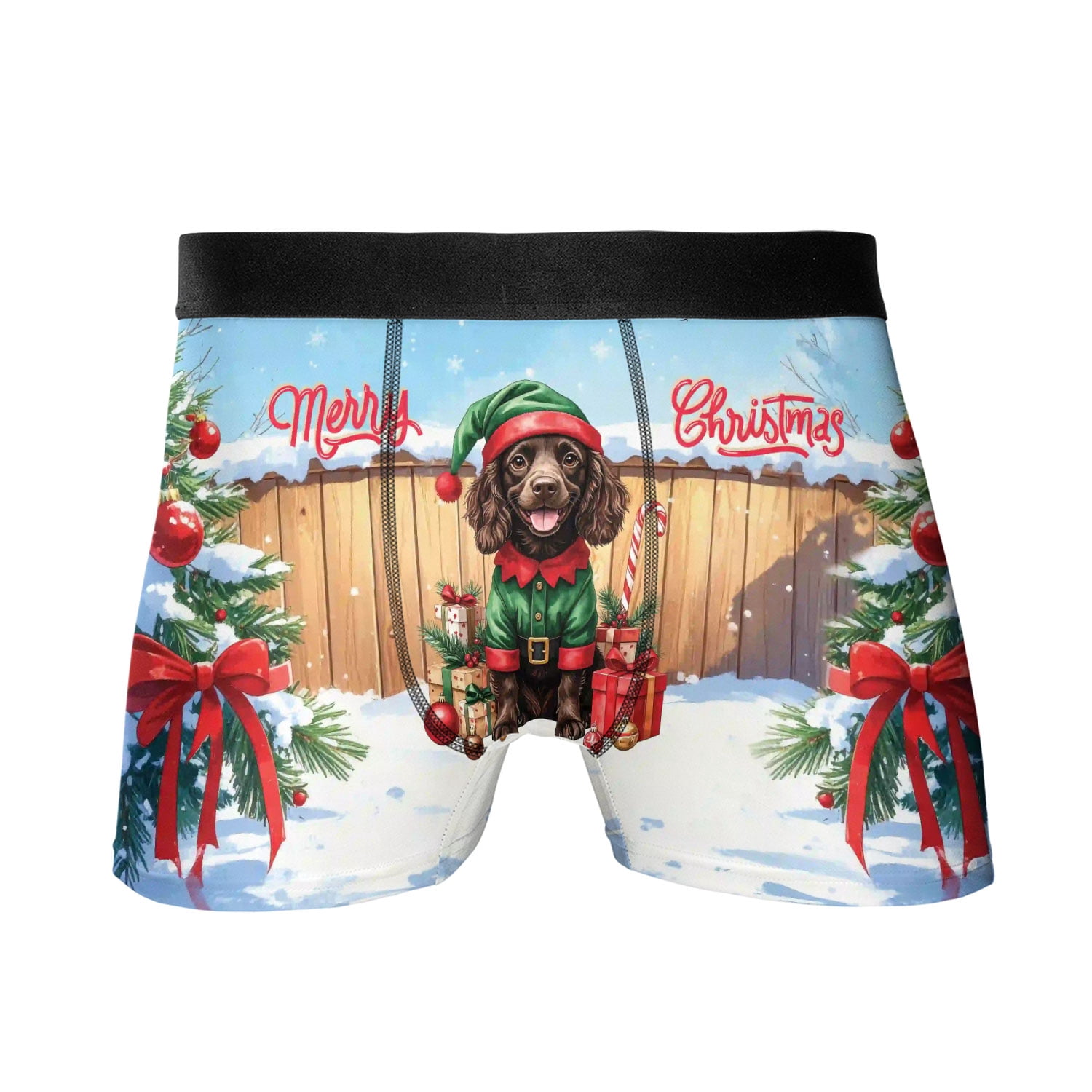Merry Christmas Woofmas Xmas Noel Boykin Spaniel Elf Candy Cane Snow ...