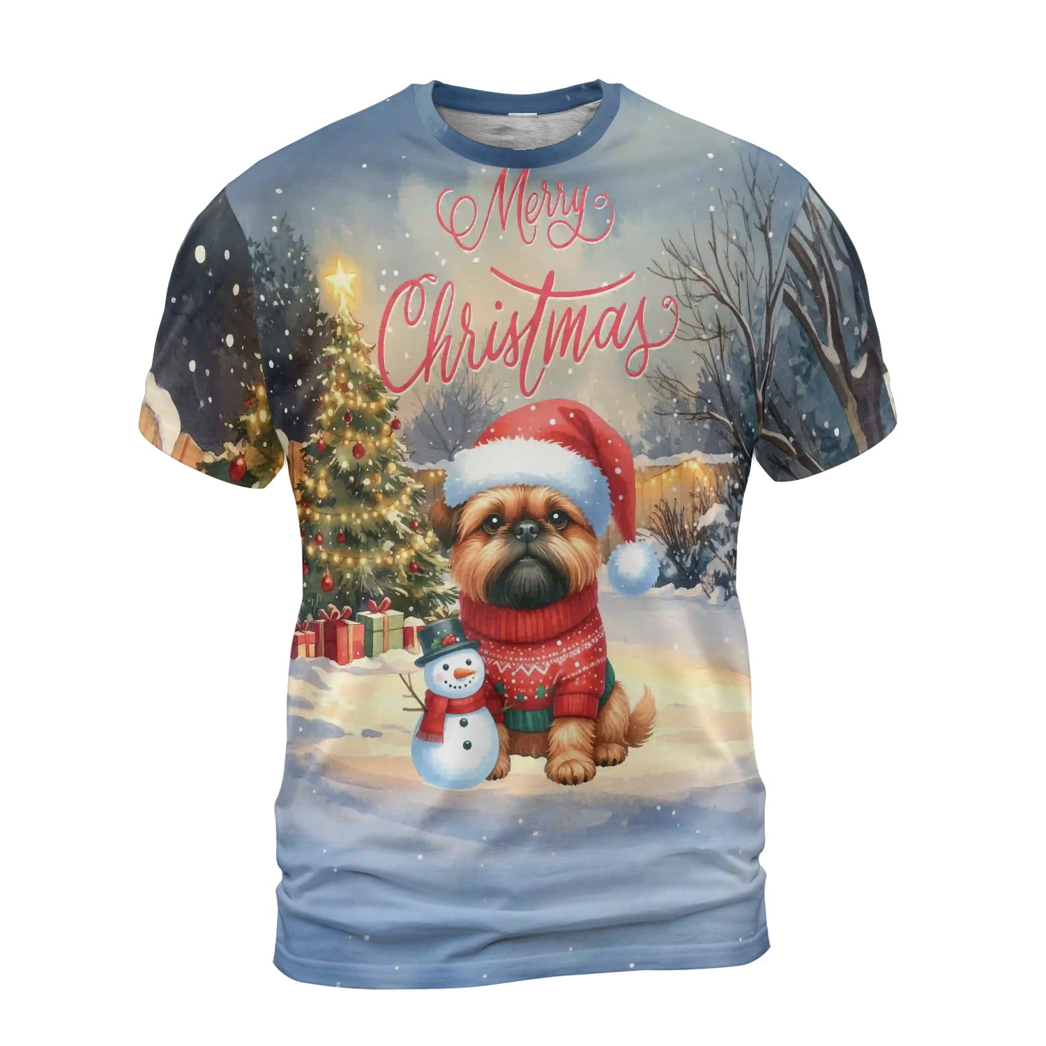 Merry Christmas Woofmas Xmas Noel Brussels Griffon Santa Snowman All ...
