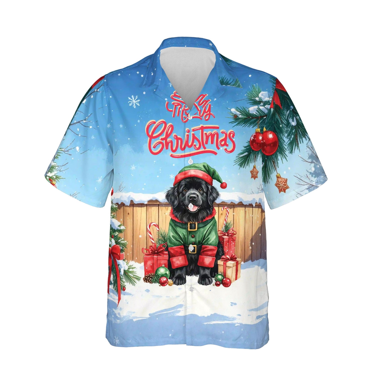 Merry Christmas Woofmas Xmas Noel Newfoundland Elf Candy Cane Snow ...
