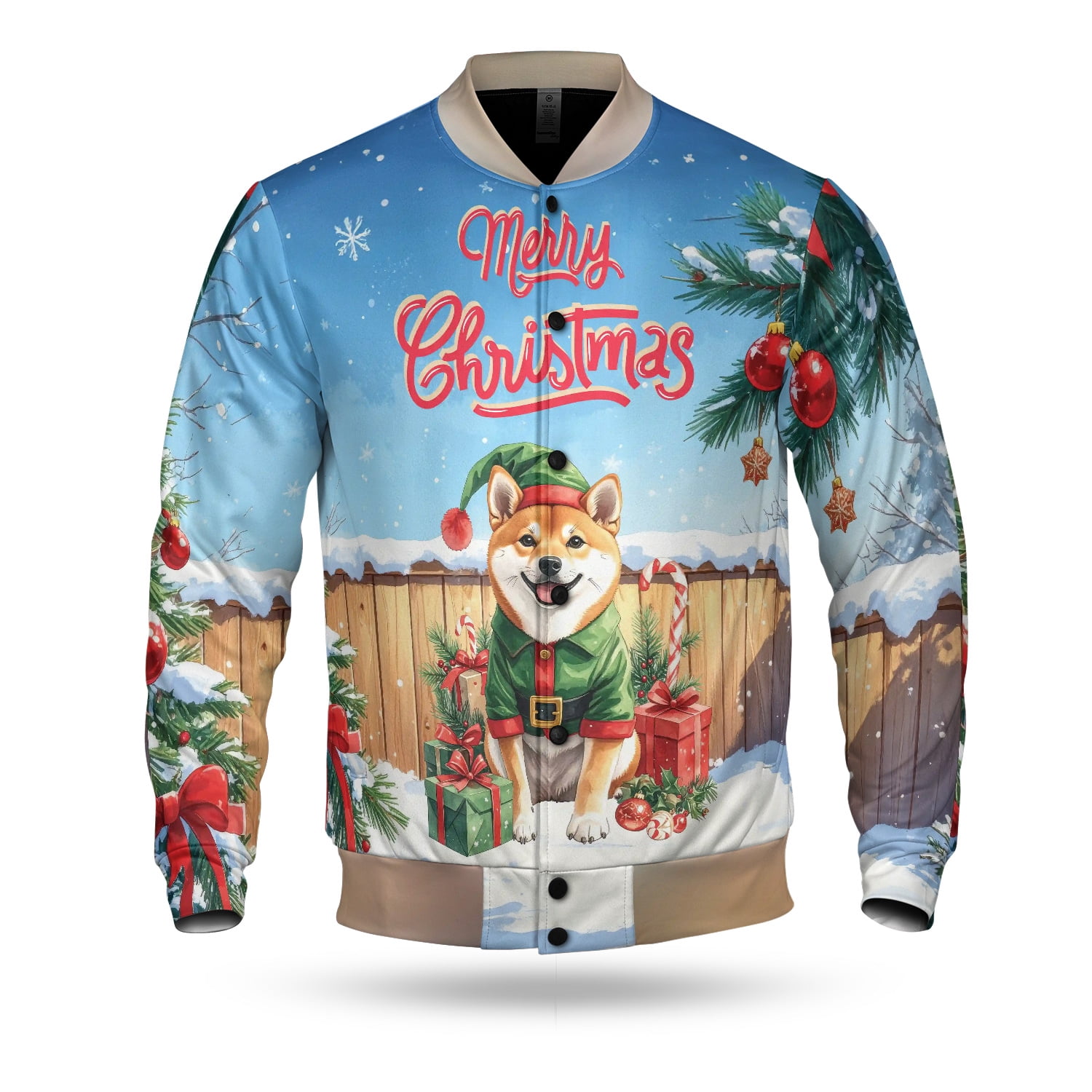 Merry Christmas Woofmas Xmas Noel Shiba Inu Elf Candy Cane Snow All ...