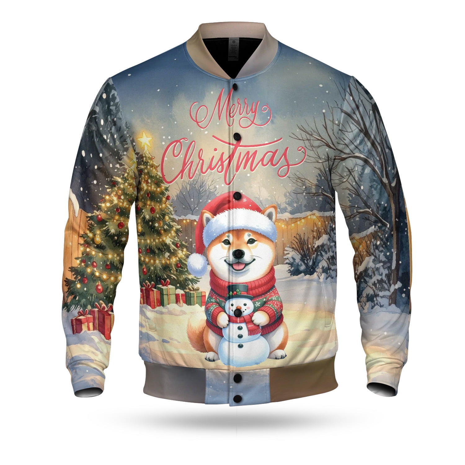 Merry Christmas Woofmas Xmas Noel Shiba Inu Santa Snowman All Over ...