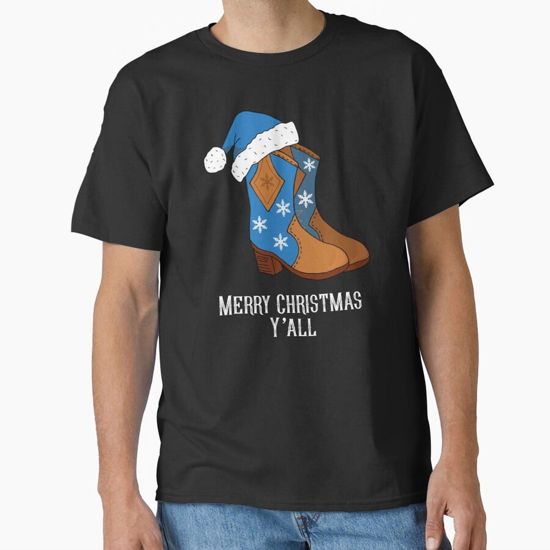 Merry Christmas Y'all Blue Country Cowboy Boots Western Holiday Style ...
