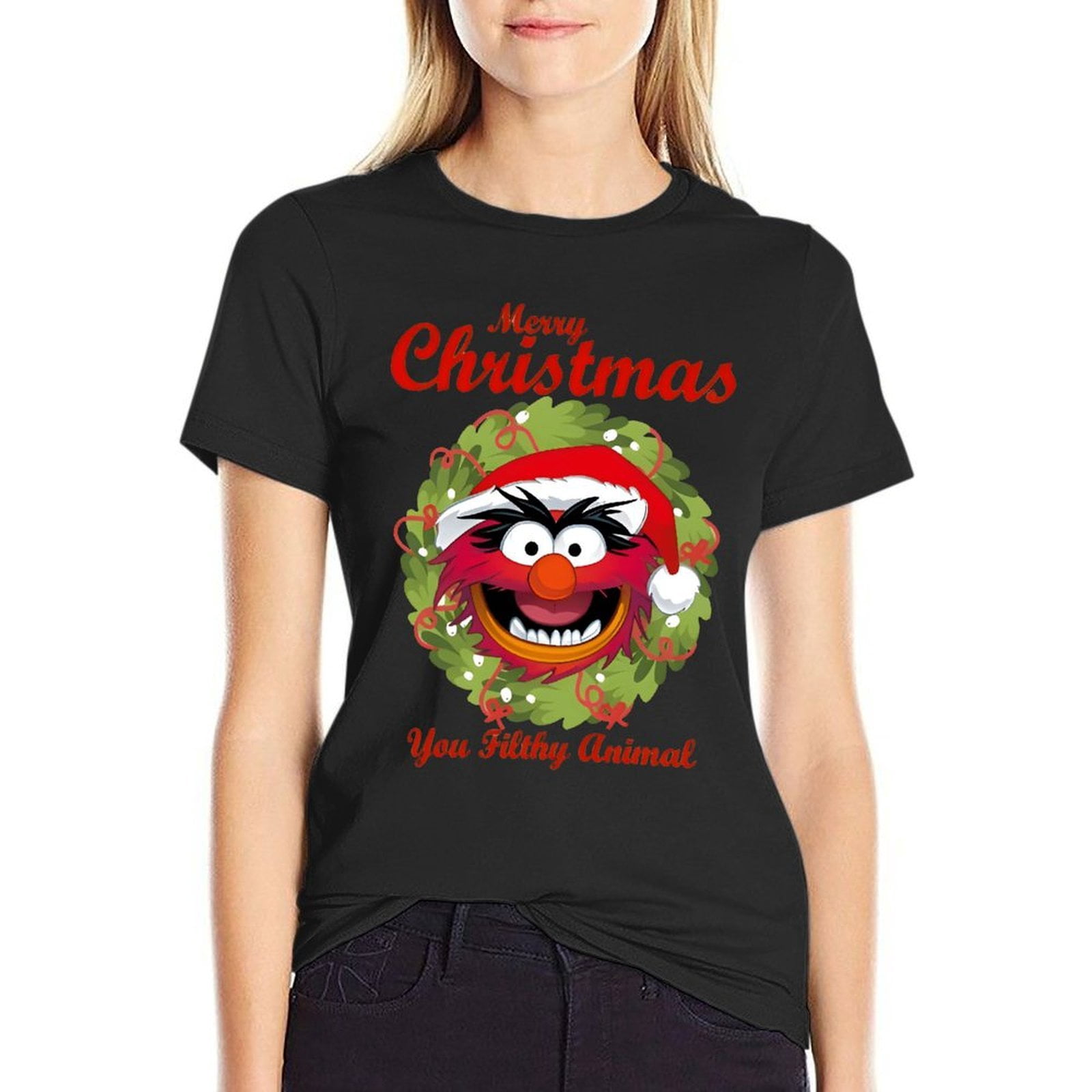 Merry Christmas, You Filthy Animal Women’s Short Sleeve Cotton T-Shirt ...