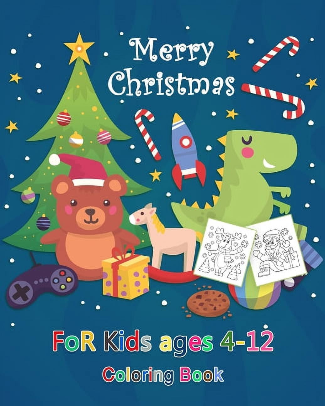 Merry Christmas coloring book for kids ages 4-12: 100 Christmas ...