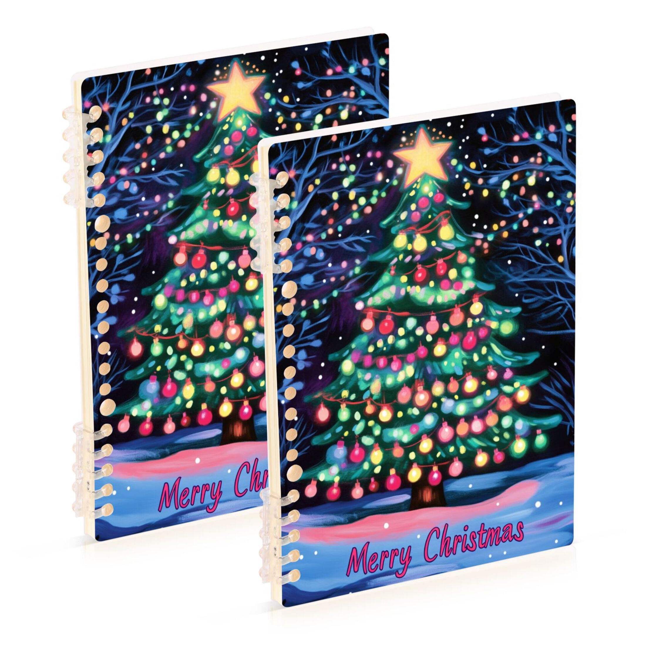 Merry Christmas with Christmas Tree Lined Spiral Journal Notebook 60 ...