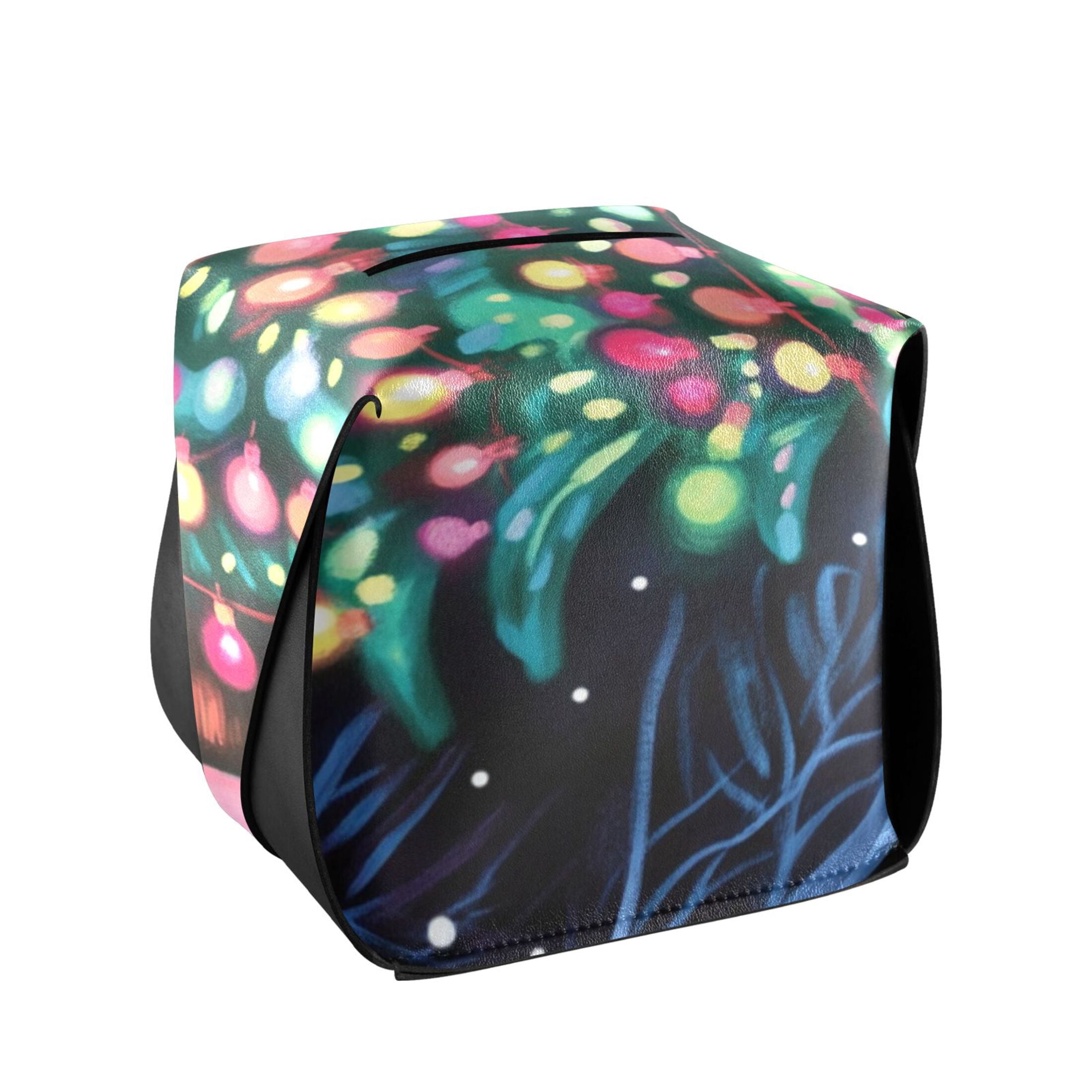 Merry Christmas with Christmas Tree Tissue Box Cover Leather Square ...