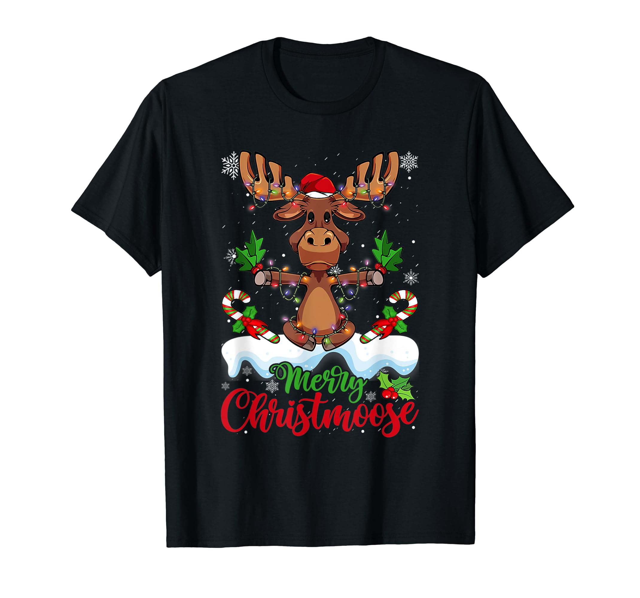 Merry Christmoose Christmas Moose Xmas Tree Lights T-Shirt - Walmart.com