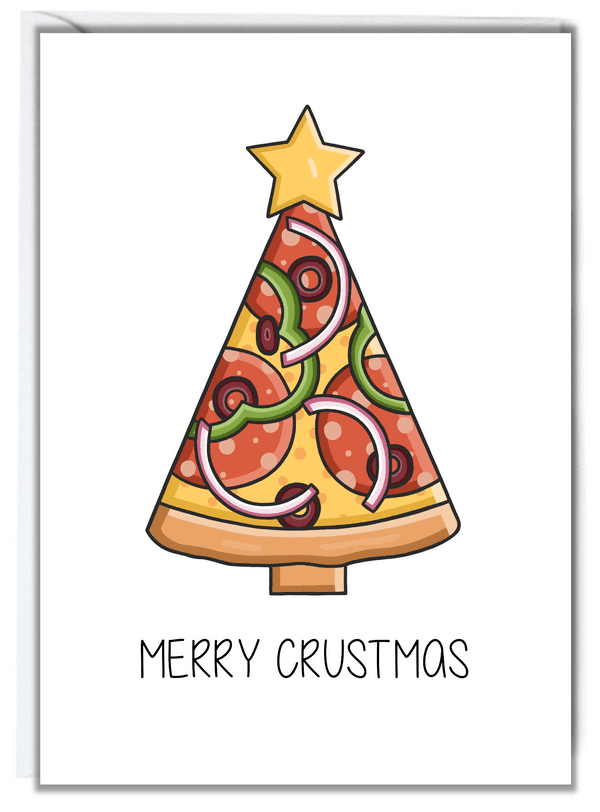 Merry Crustmas Pizza Christmas Card – Fun Holiday Greeting Card for ...