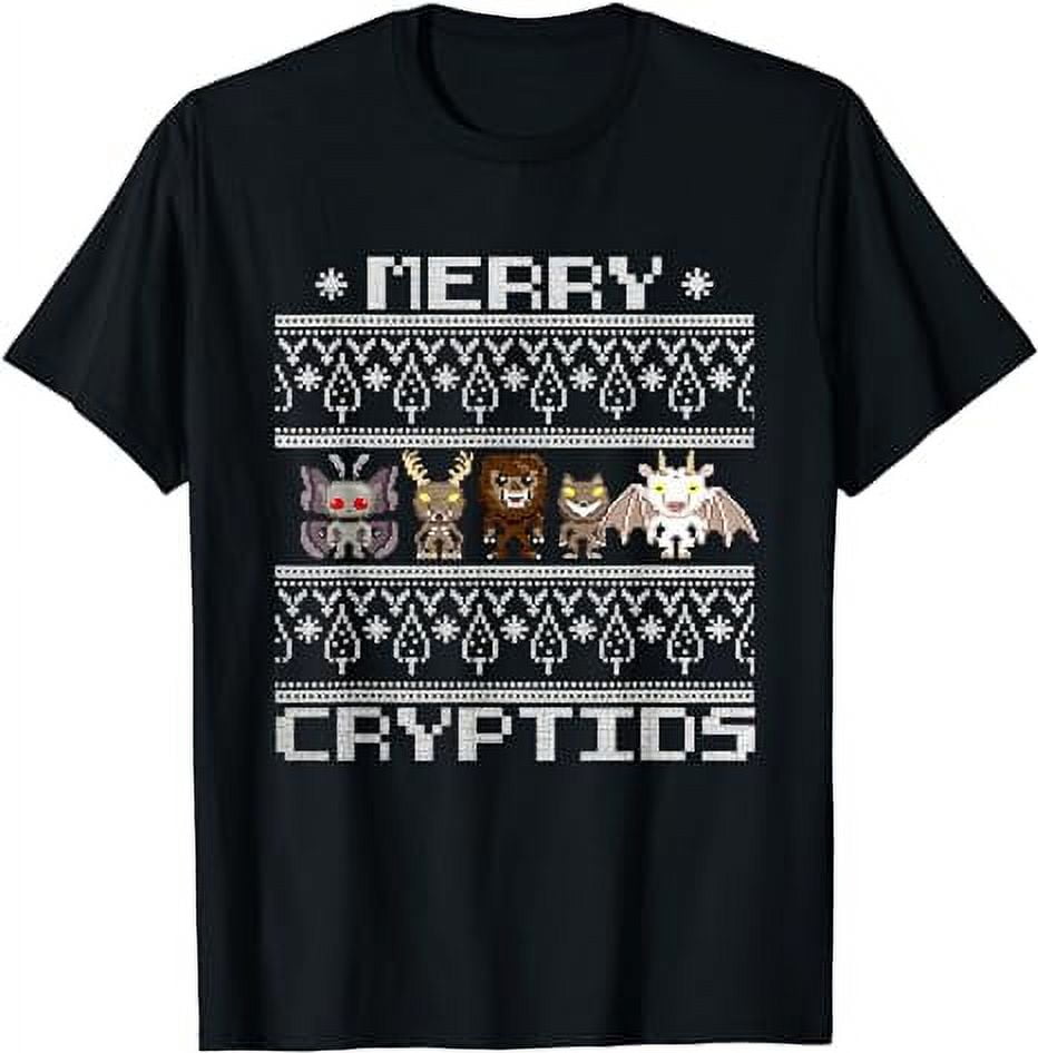 Merry Cryptids - Ugly Christmas Bigfoot, Mothman, Wendigo T-Shirt ...