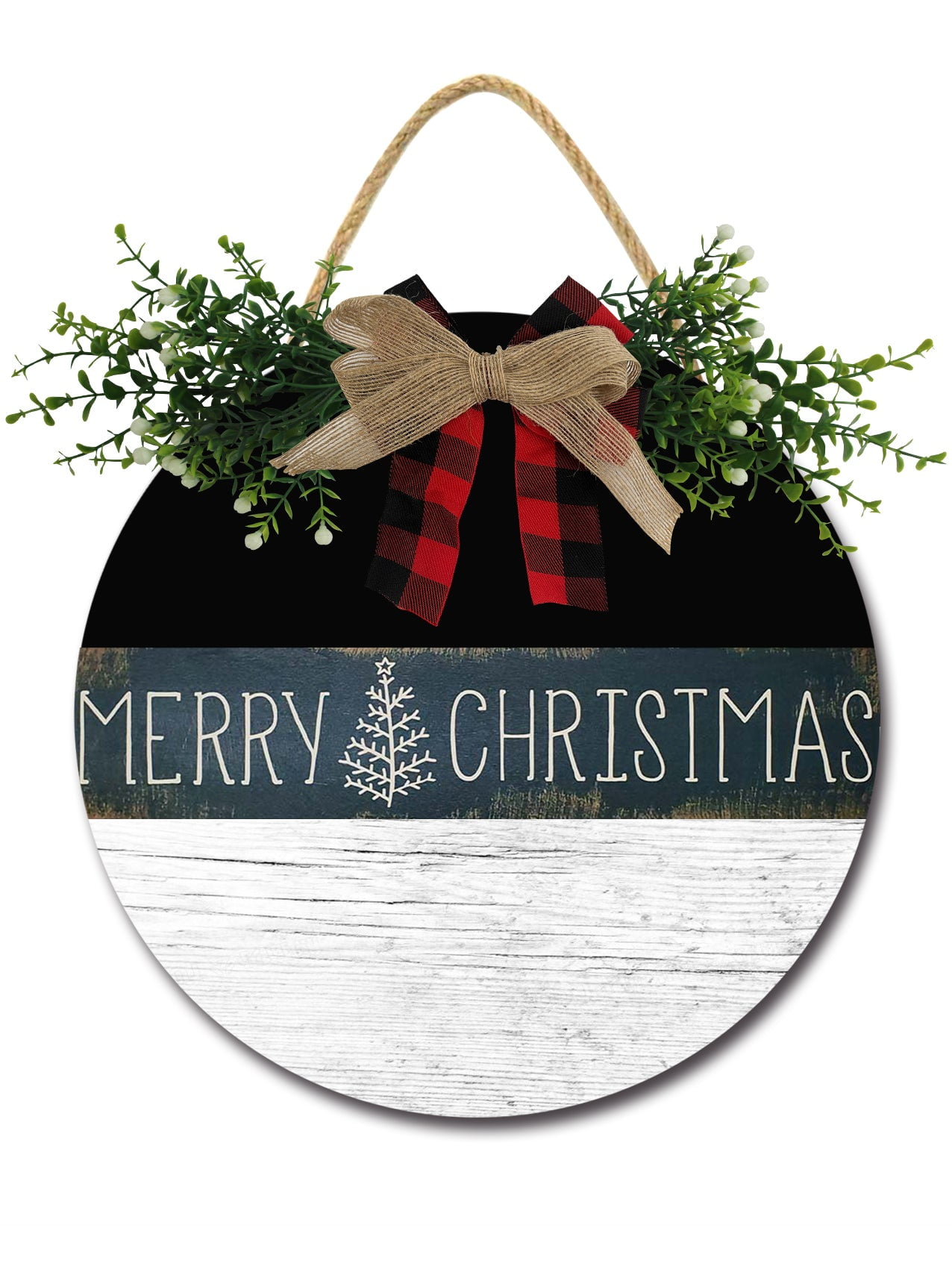 Merry Door Sign Home Decor Round Wood Wreaths Wall Hanging Sign ...