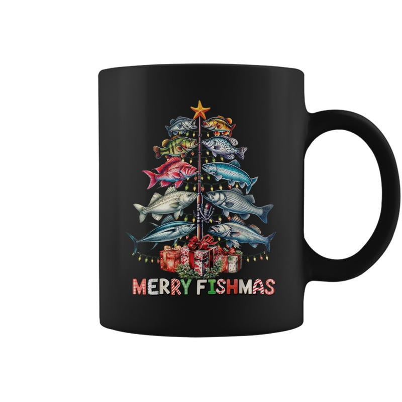 Merry Fishmas Christmas Tree Lights Fishing Rod Fish Coffee - Walmart.com
