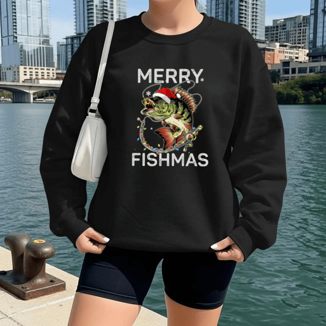 Merry Fishmas Holiday Fishing Themed Gift For Anglers Cute Fun ...