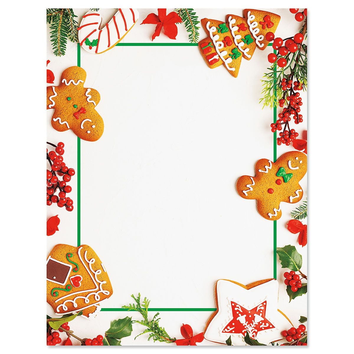 Merry Gingerbread Christmas Letter Papers - Set of 25, 8.5" x 11 ...