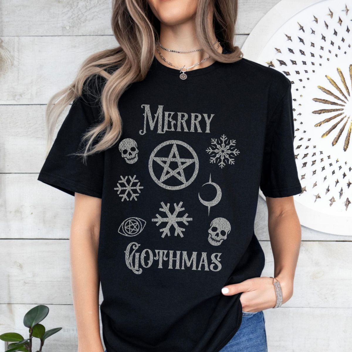 Merry Gothmas Gothic Graphic Tee, Dark Alternative Holiday Shirt with ...