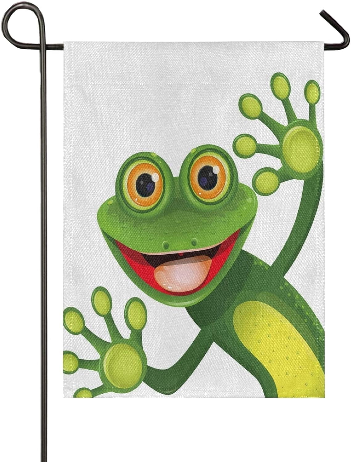 Merry Green Frog with Greater Eye Garden Flag Double Sided,House Yard ...