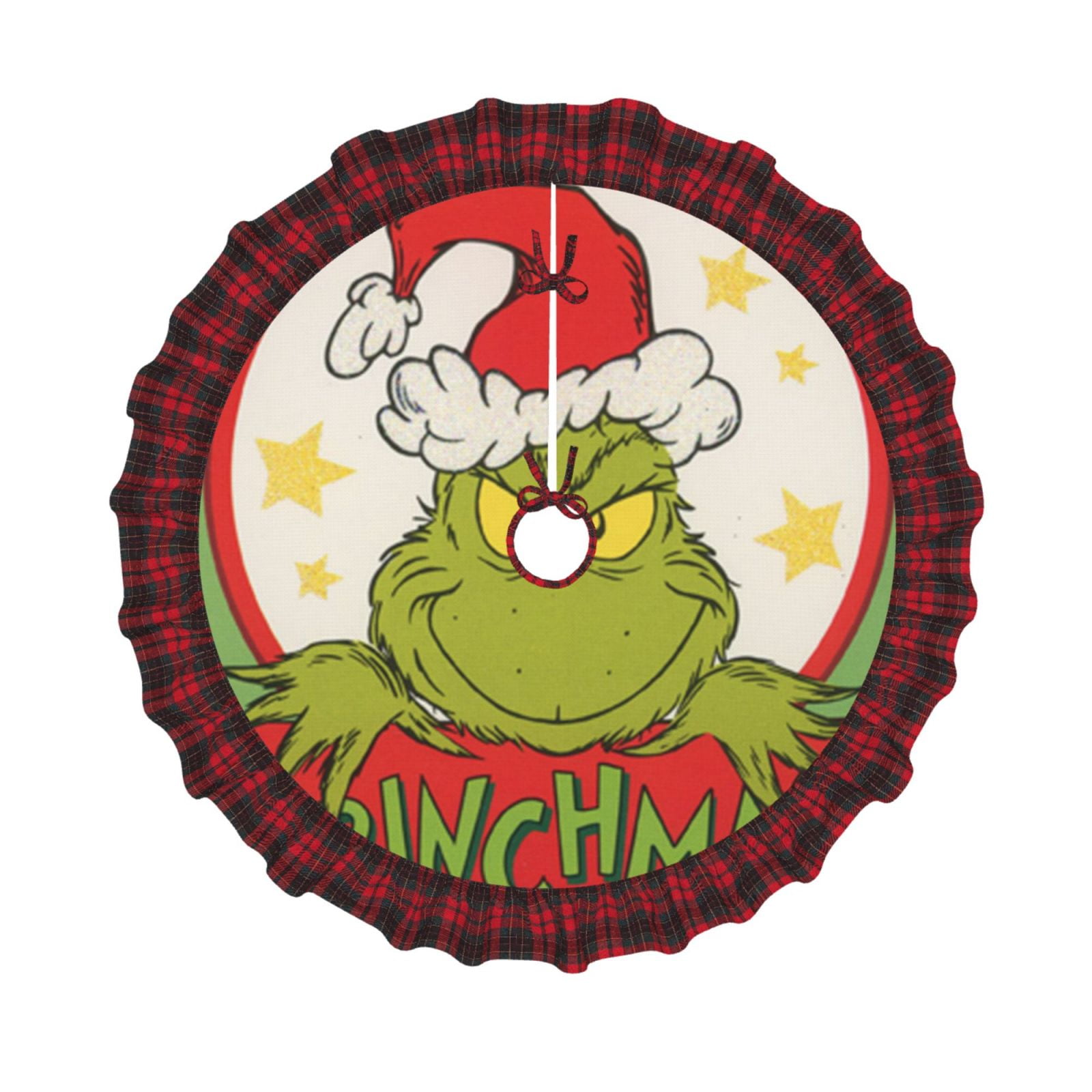 Merry Grinchmas.Grinch in Red Bordered Circle Dr. Christmas Tree Skirt ...