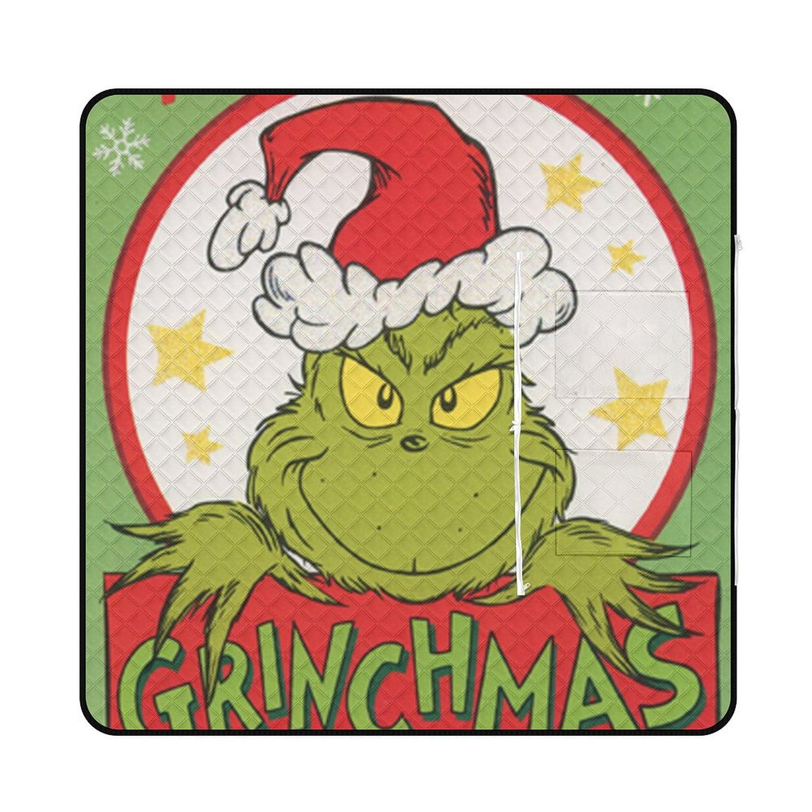 Merry Grinchmas.Grinch in Red Bordered Circle Dr. Picnic Blanket ...