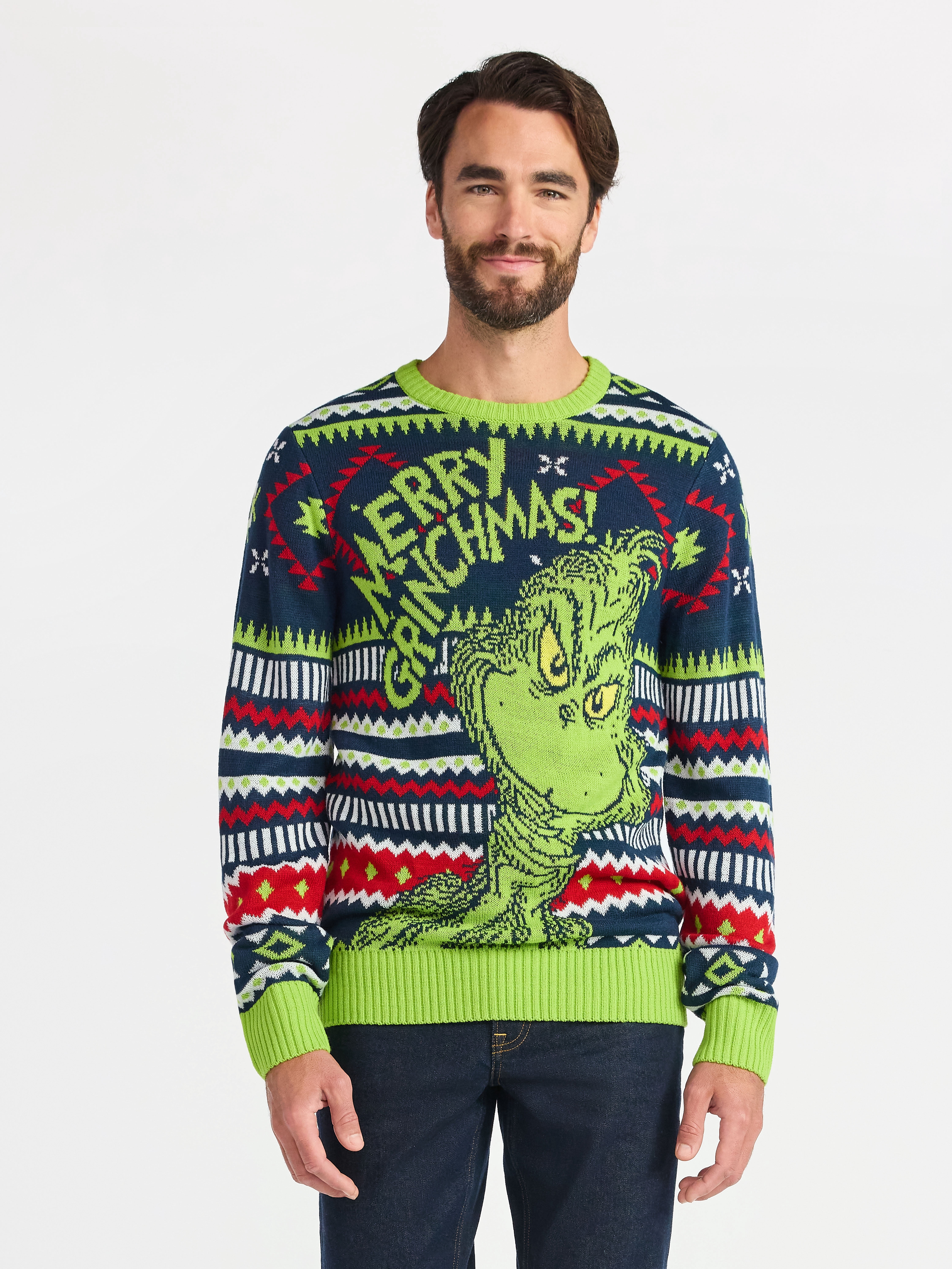 Merry Grinchmas Men's and Big Men's Holiday Sweater, Sizes S-3XL ...