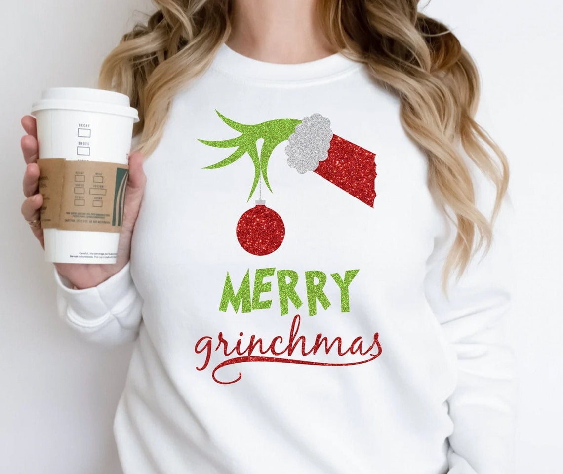 Merry Grinchmas sweatshirt, grinch hand, glitter grinch sweater, merry ... Merry Grinchmas sweatshirt, grinch hand, glitter grinch sweater, merry ...