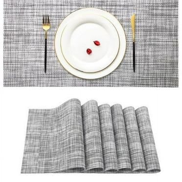 Place Mat Gray Table Mats Set of 4, PVC Table Mats, Vinyl Non-Slip ...
