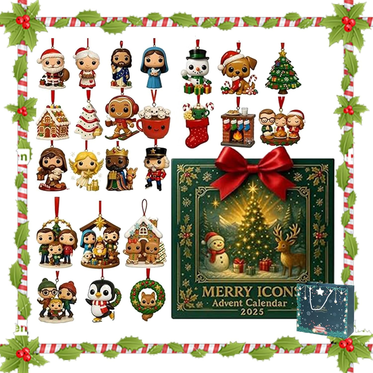 Merry Icons Advent Calendar 2025, 24 Days Countdown Calendar with 24 2D ...