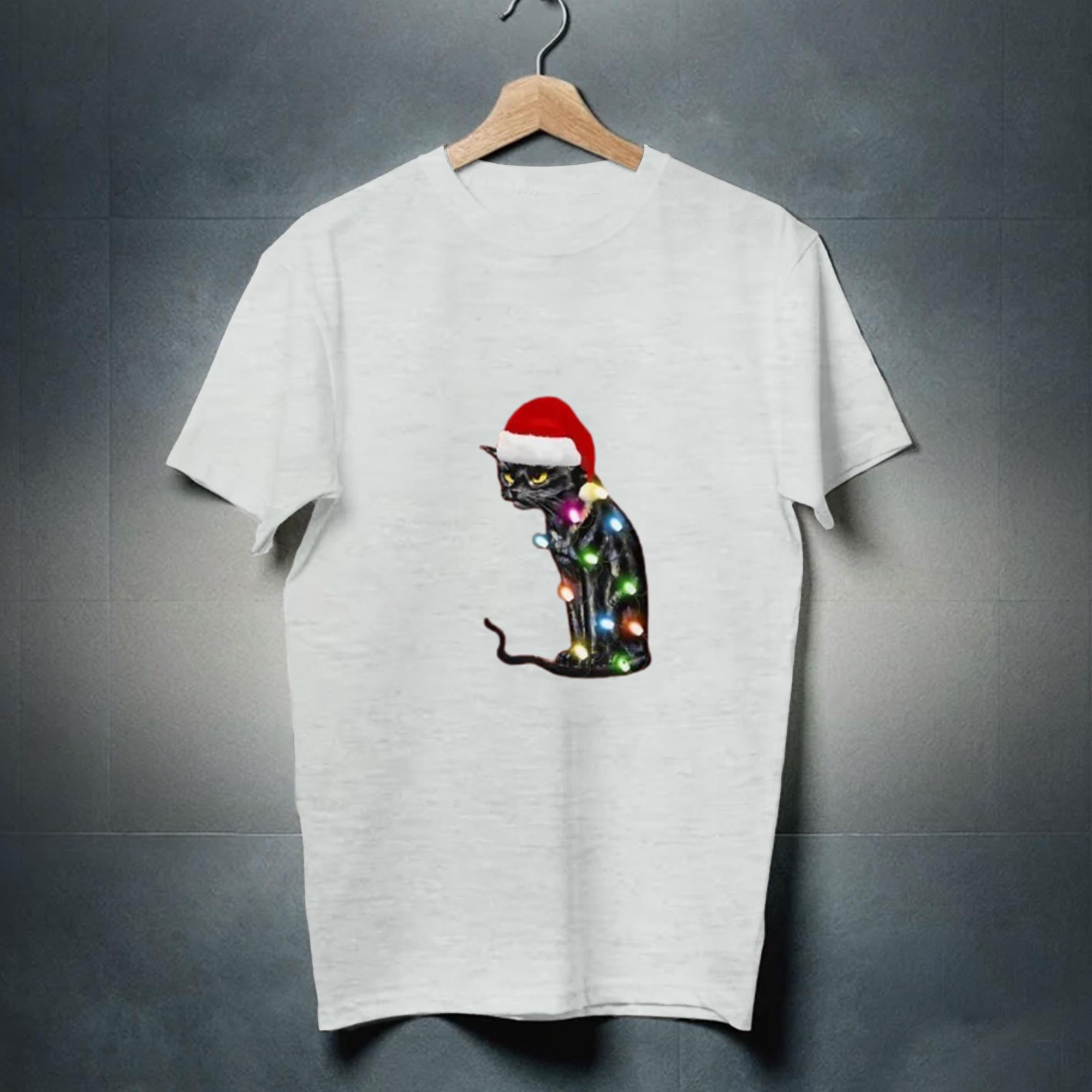 Merry Kissmyass Funny Cat Christmas Lights Meme Humor Saying Sweatshirt ...