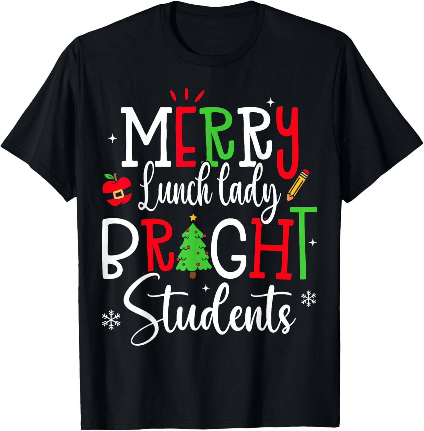 Merry Lunch Lady Bright Students Christmas Lunch Lady T-Shirt - Walmart.com