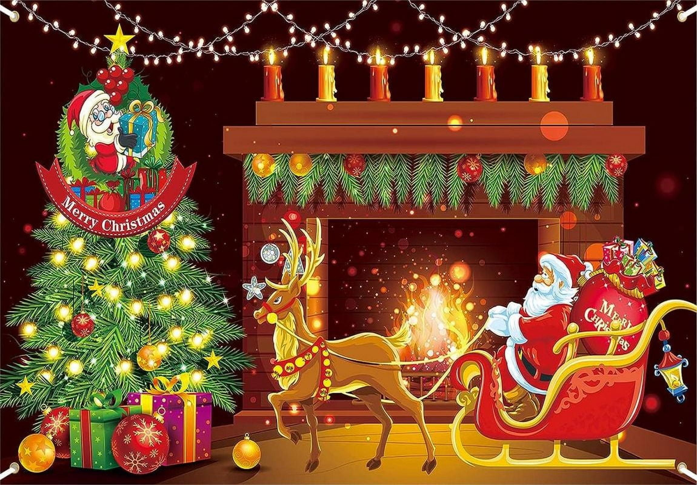 Merry Reindeer Background Baby Shower Sleigh Custom Birthday Backdrop ...