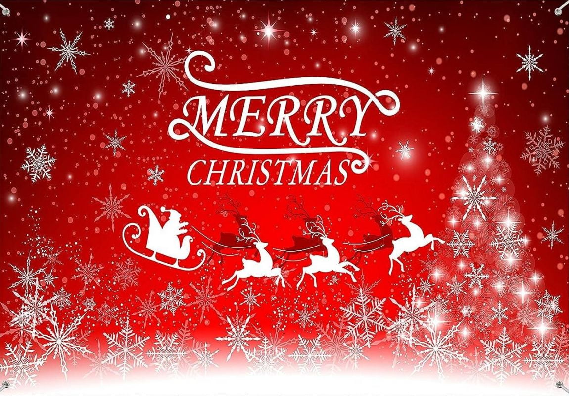 Merry Reindeer Background Baby Shower Sleigh Custom Birthday Backdrop ...