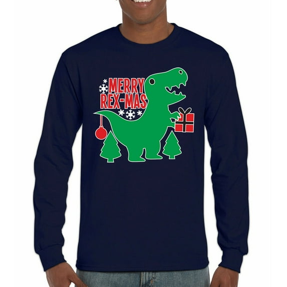 Merry Rex-Mas Long Sleeve T-shirt Christmas Ugly Sweater Party Funny T ...