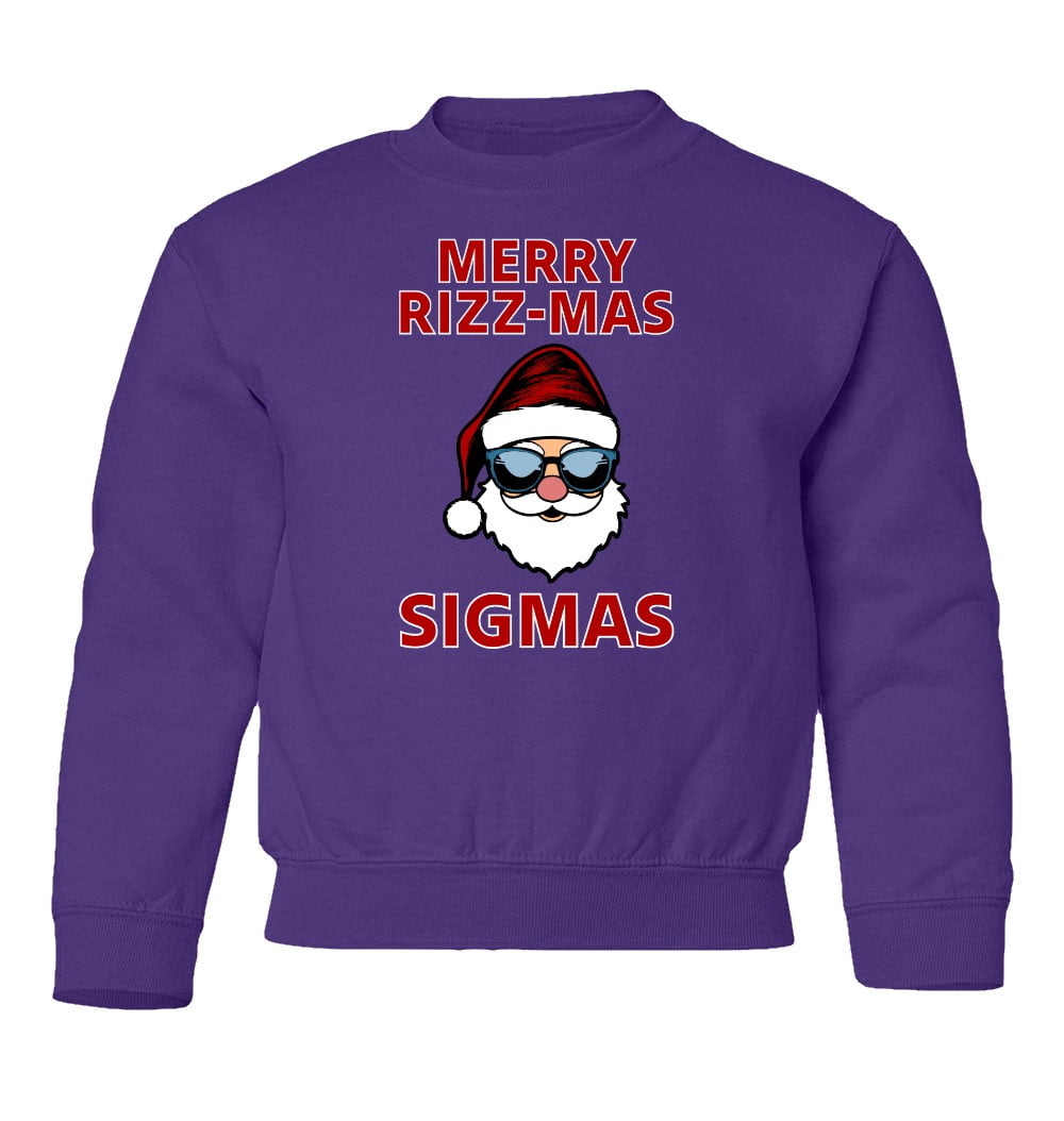 Merry Rizzmas Sigmas Christmas Santa Claus Charisma Youth Crewneck ...
