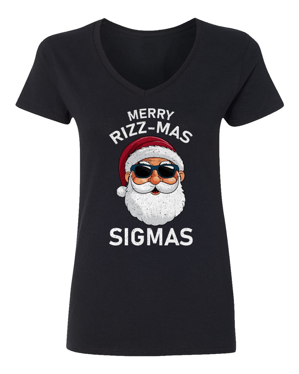 Merry Rizzmas Sigmas Funny Santa Rizz-mas Christmas Ladies' V-Neck ...