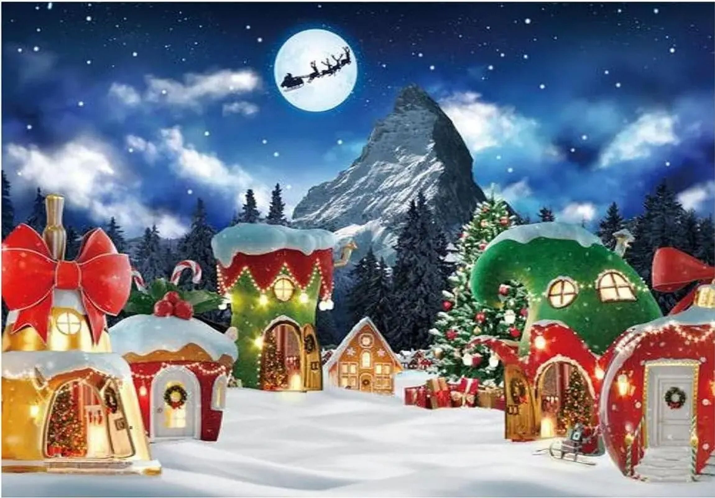 Merry Sleigh Background Custom Birthday Backdrop Eve Baby Shower Gift ...