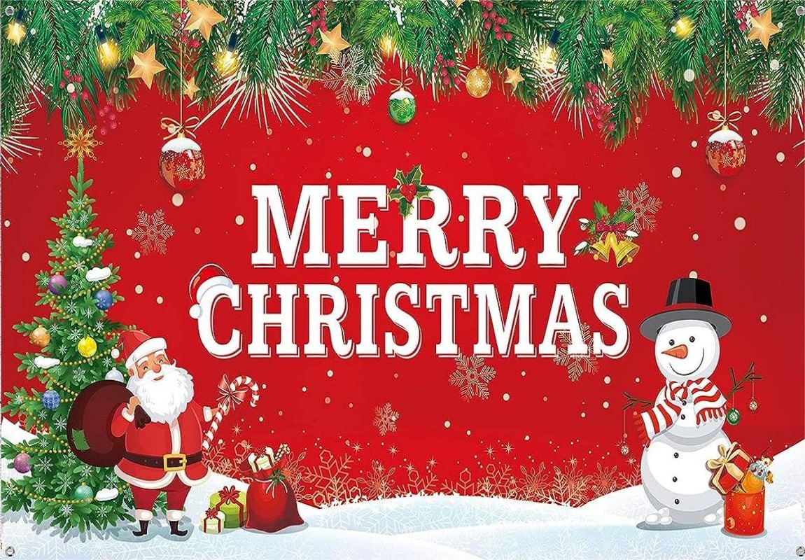 Merry Sleigh Background Photo Cartoon Baby Shower Party Photography ...