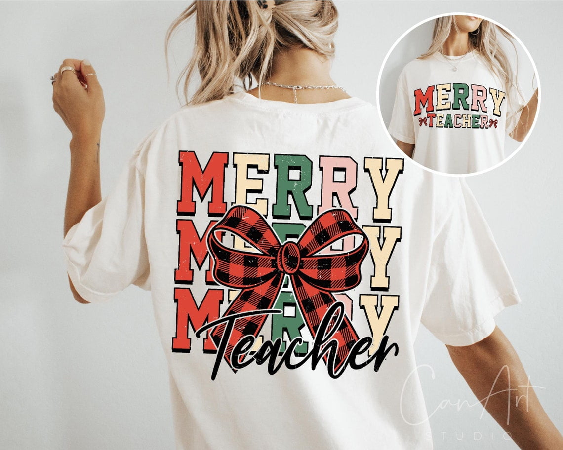 Merry Teacher Png, T-Shirt Sublimation Designs For Teacher Appreciation Png, Digital File ...