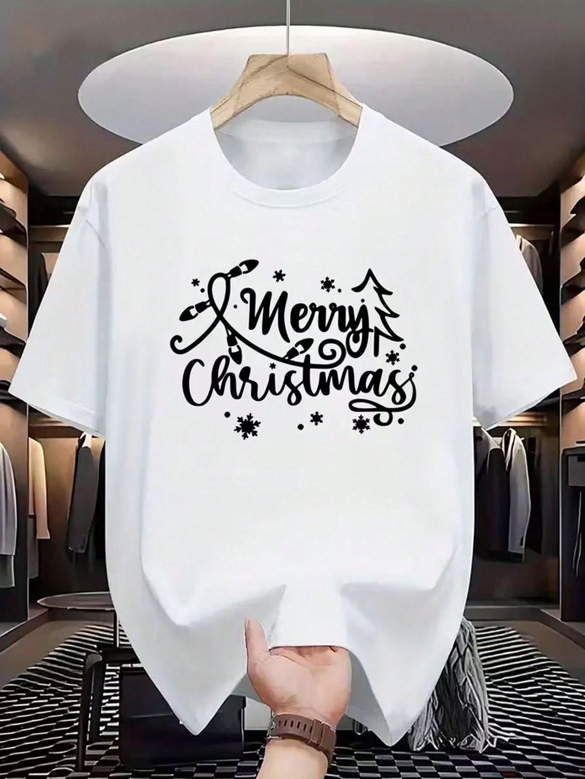 Merry Xmas Tree Shirt, Handwritten Script Holiday Tee, Winter Snowflake ...