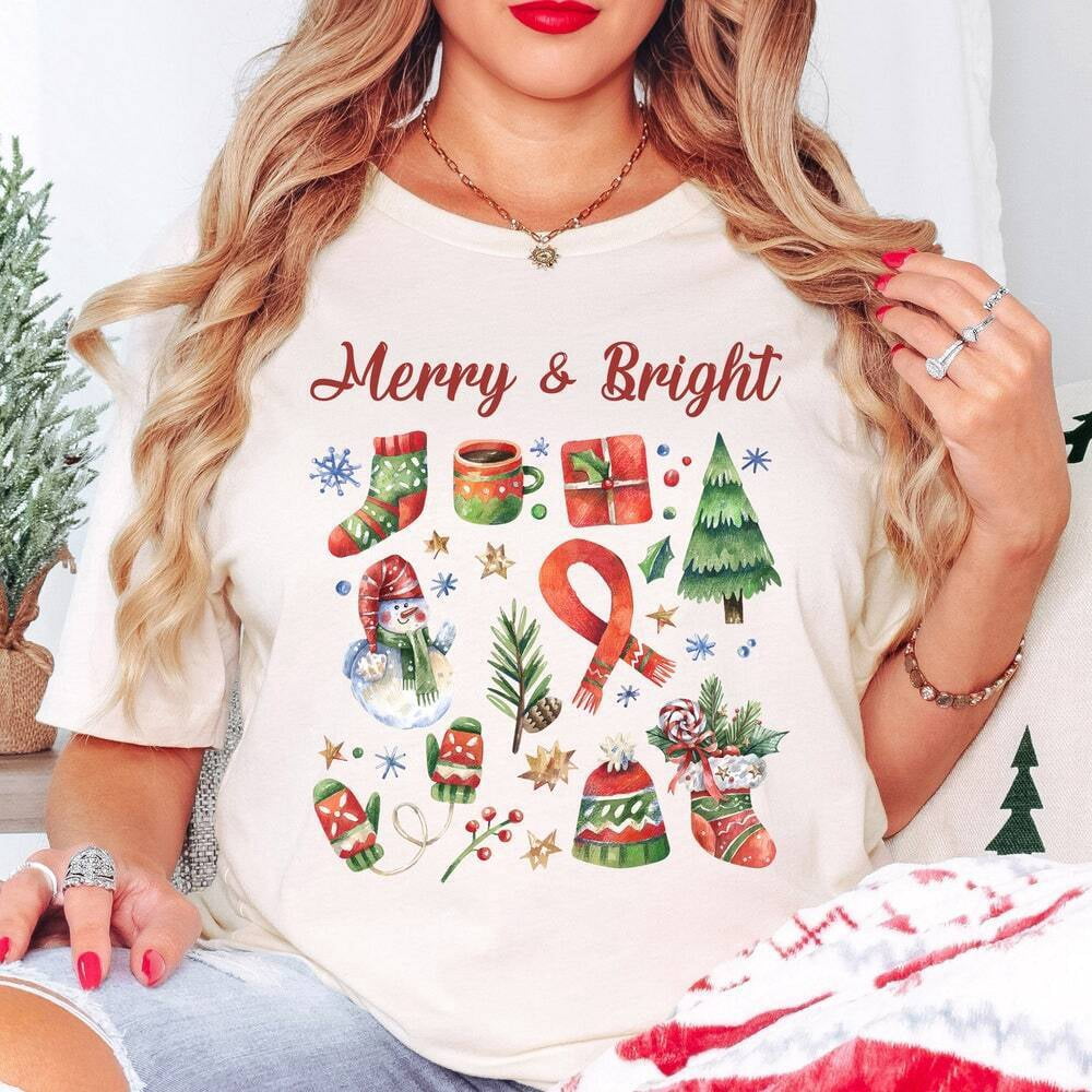 Merry and Bright Png, Merry Christmas Png, Trendy Santa Png, Vintage ...