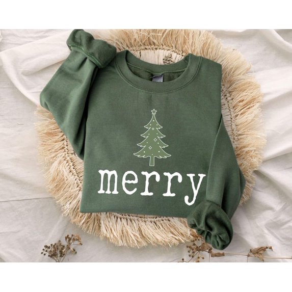 Merry and Bright Sweatshirt, Xmas Sweatshirt 2025, Winter Holiday Shirt ...