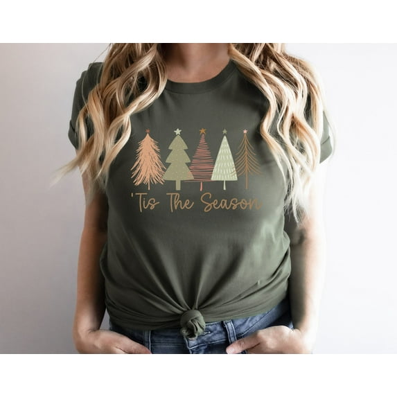 Merry and Bright Trees, Women's Christmas Shirt, Womans Holiday Shirt ...